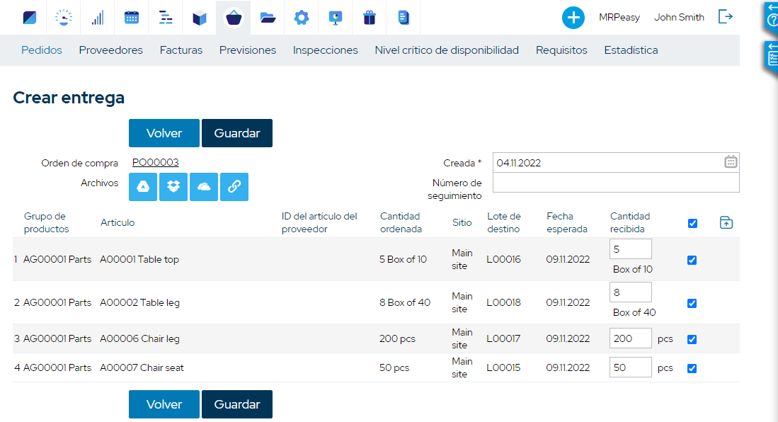 Software de gestión de almacenes (WMS) para pequeñas empresas - MRPeasy